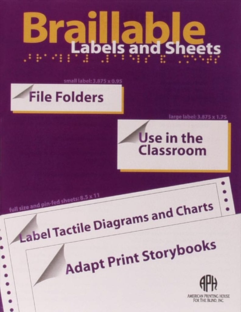 Braillable Labels, Full-Size Label Sheets: 8.5 x 11 Inches, 15 Sheets ...