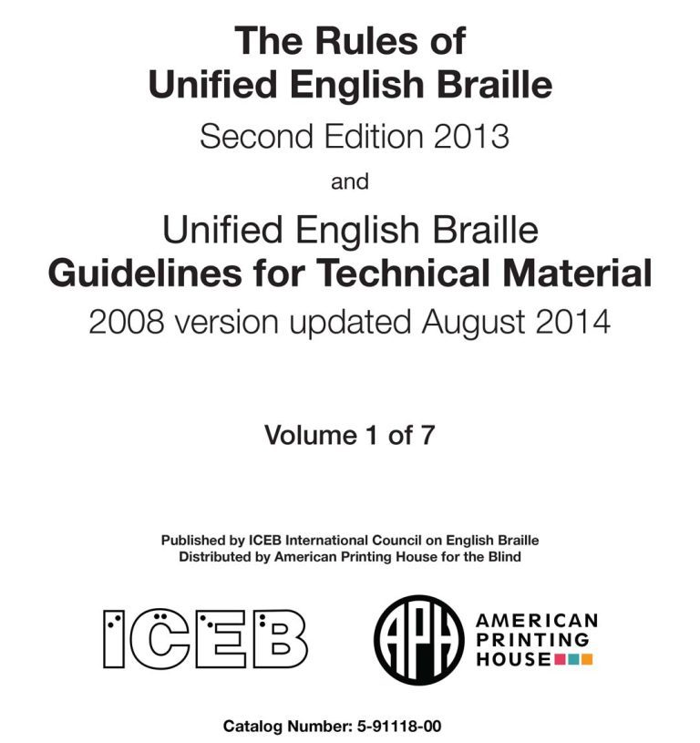 Rules of Unified English Braille and Guidelines for Technical Material | American Printing House