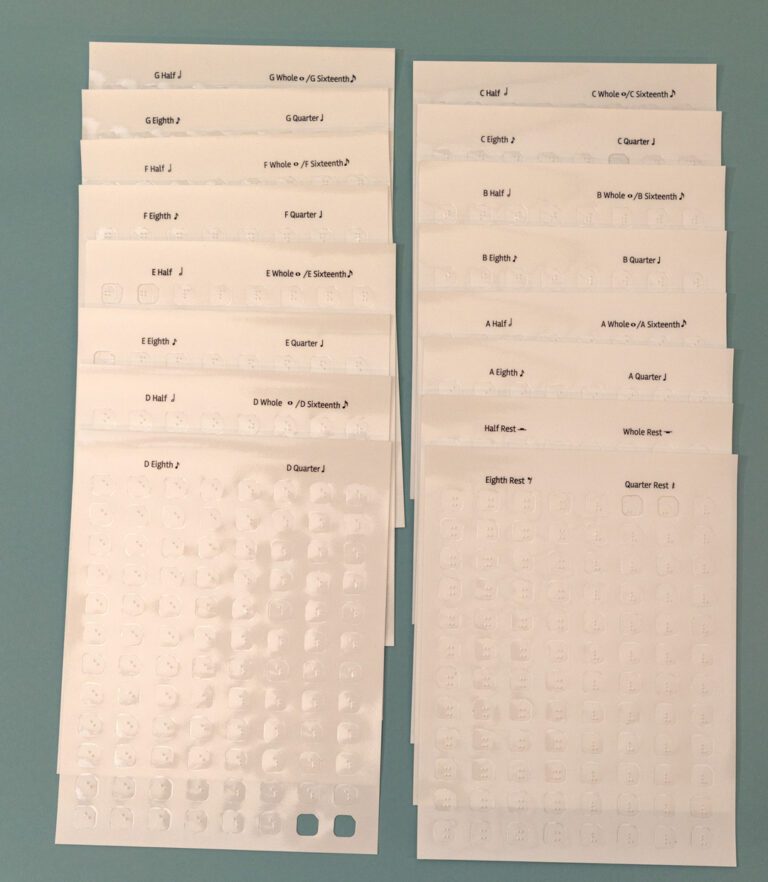 Music Braille Sticker Set, Notes and Rests Pack | American Printing House